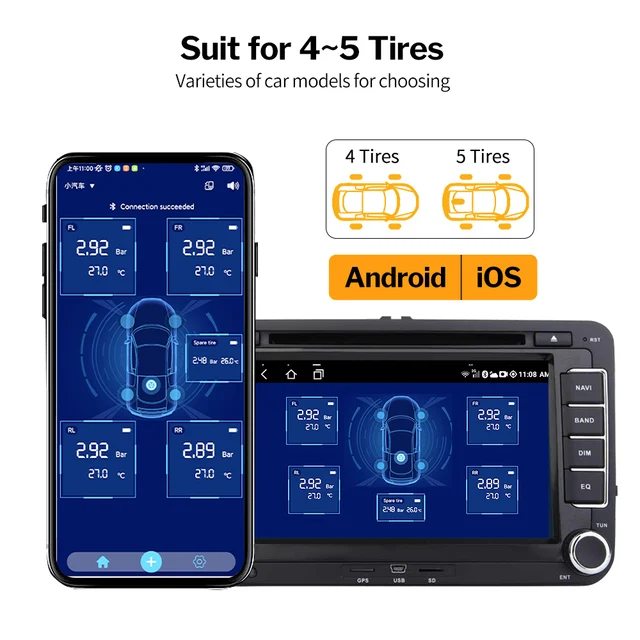 Car TPMS Android iOS Tire Pressure Monitoring System | EttaGadgets