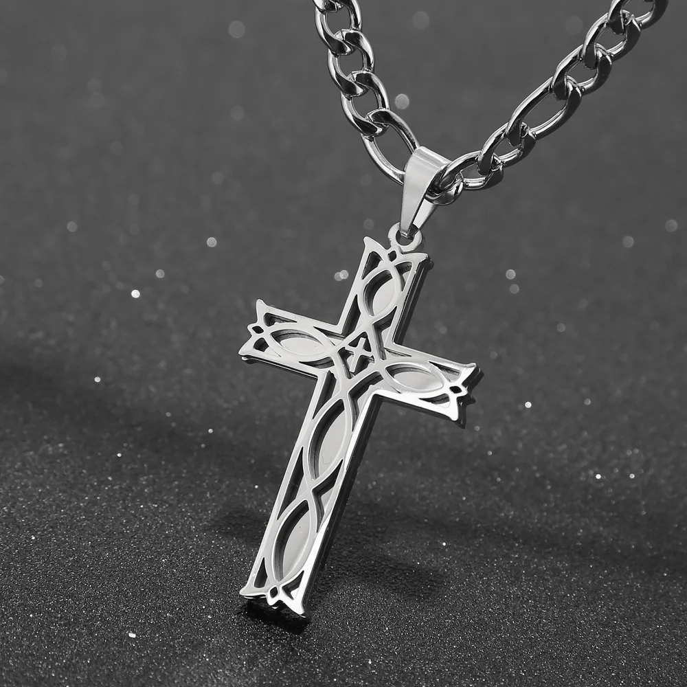 Men-s-Stainless-Steel-Infinity-Celtic-Cross-Irish-Knot-Pendant-Necklace ...