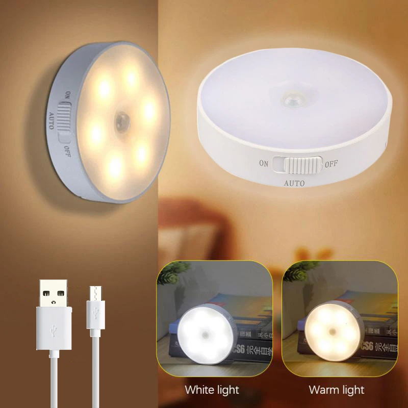 Motion Sensor Led Night Light Chargeable Smart Wall-mounted Lamp For Stairs Hallway Cabinet ...