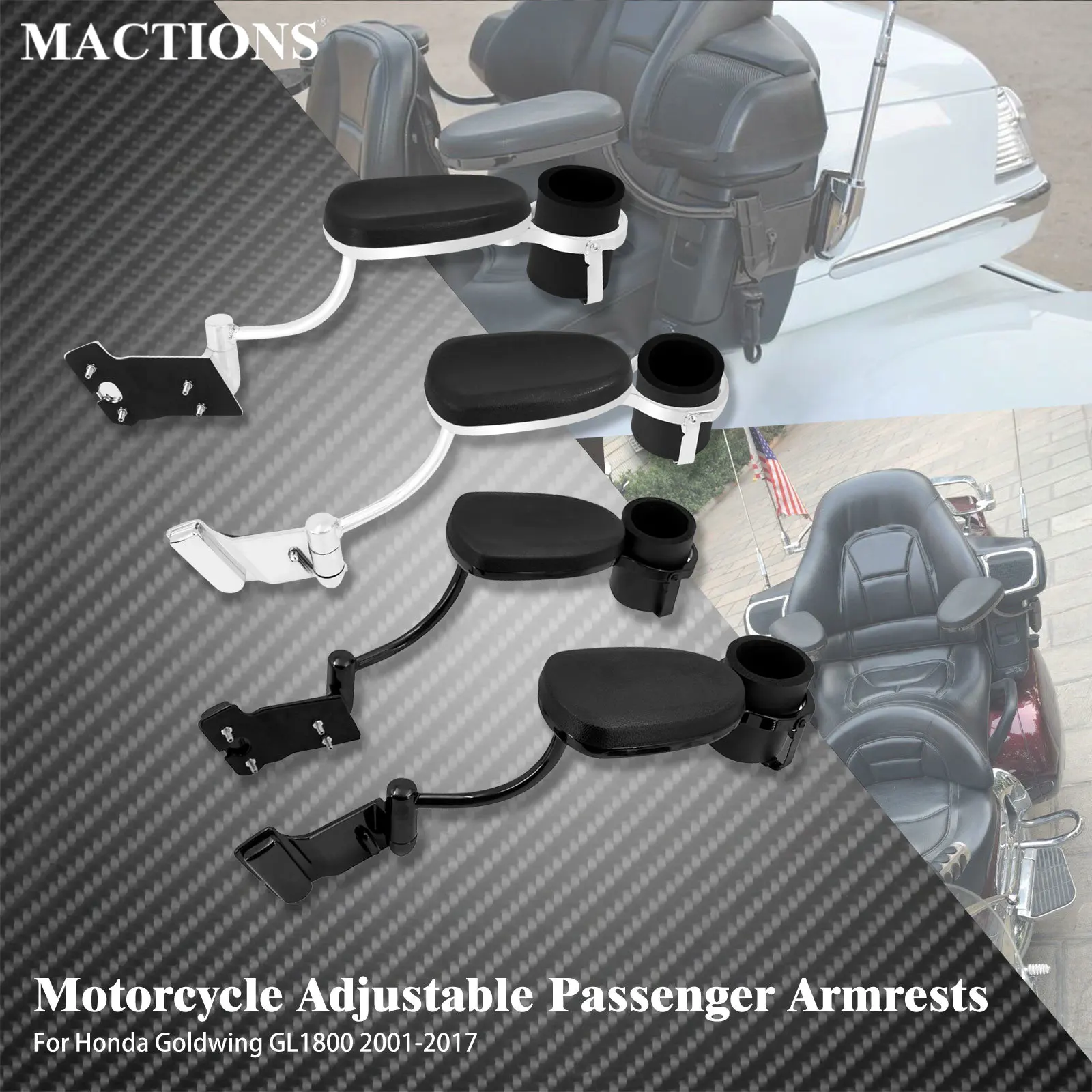 Motorcycle-Rear-Armrests-Adjustable-For-Honda-Goldwing-GL1800-2001-2017 ...