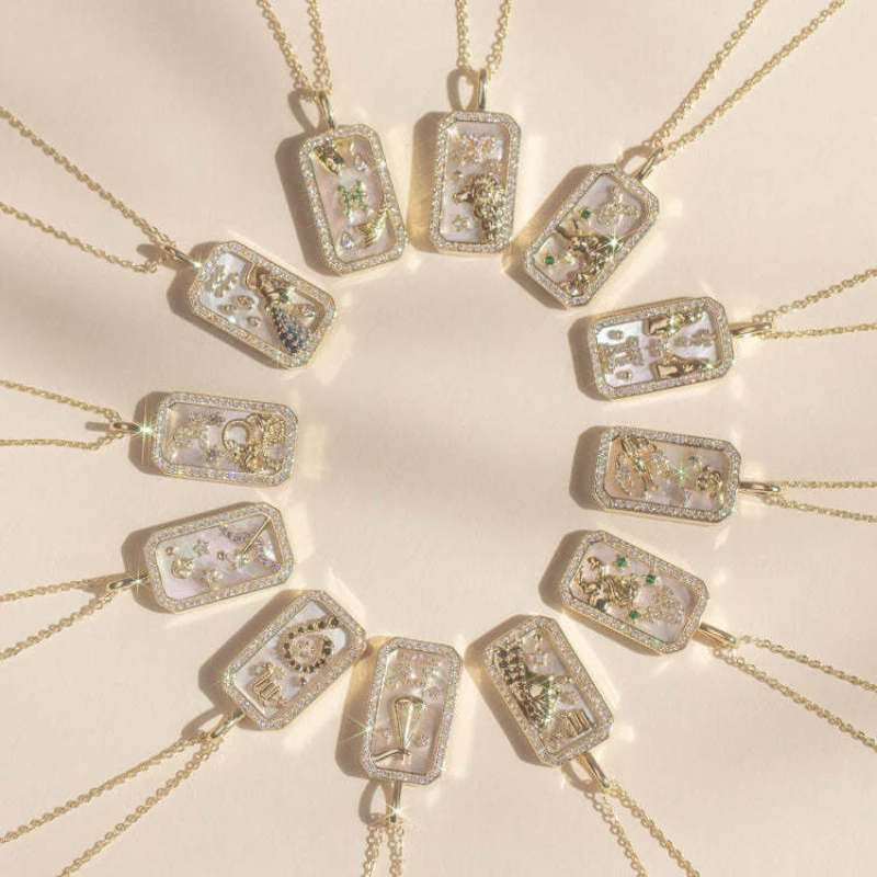 Delicate-Zodiac-Necklace-for-Women-Gold-Plated-12-Constellation-Amulet ...