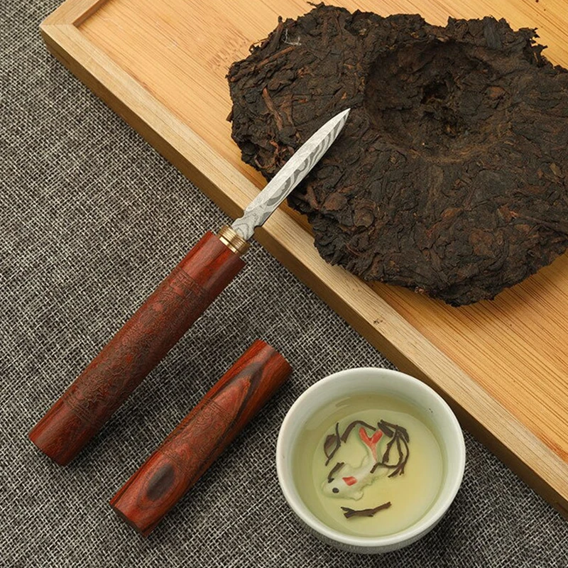 1Pcs-Stainless-Steel-Ebony-Chinese-Puer-Tea-Needle-Cutter-Damascus-Tea ...