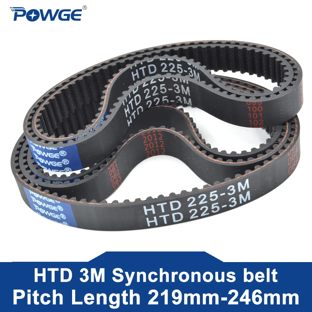 Powge Htd 3m Timing Belt Pitch Length 219/222/225/228/231/234/237/240/243/246mm Width 6-30mm 225 ...