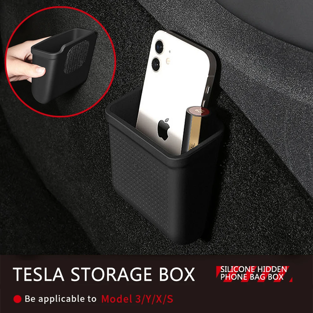 Silicone-Car-Storage-Box-For-Tesla-Model-3-Y-S-X-2017-2022-2023-Hidden ...