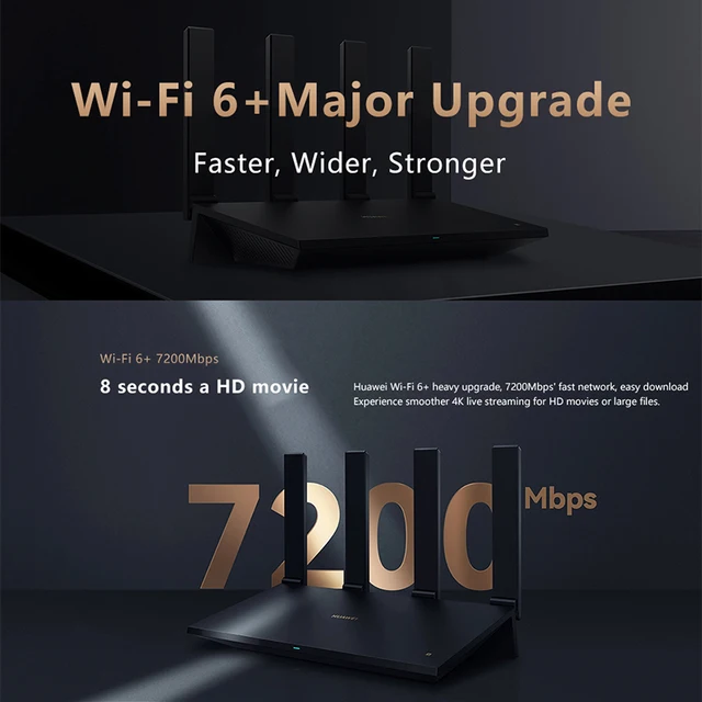 Huawei WiFi AX6 WiFi Router Dual band Wi-Fi 6+ 7200Mbps 4k QAM 8 ...