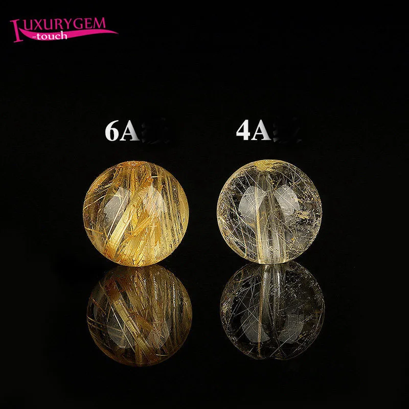 Natural-Goldcolor-Rutilated-Quartz-Stone-Smooth-Round-Shape-DIY-Loose ...