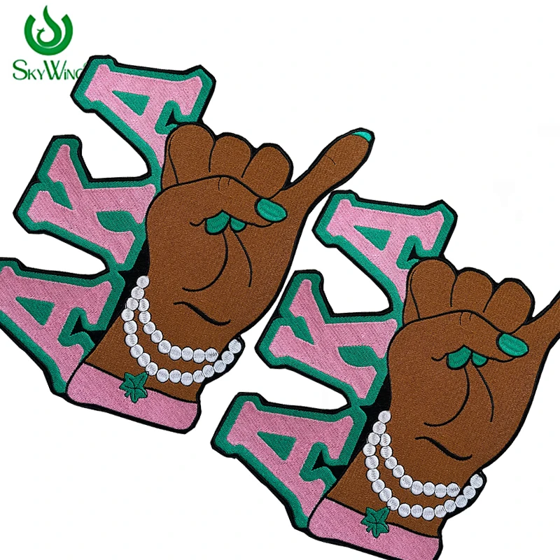 10" AKA Handsign Embroidered Patch for Jacket, Alpha Kappa Alpha ...