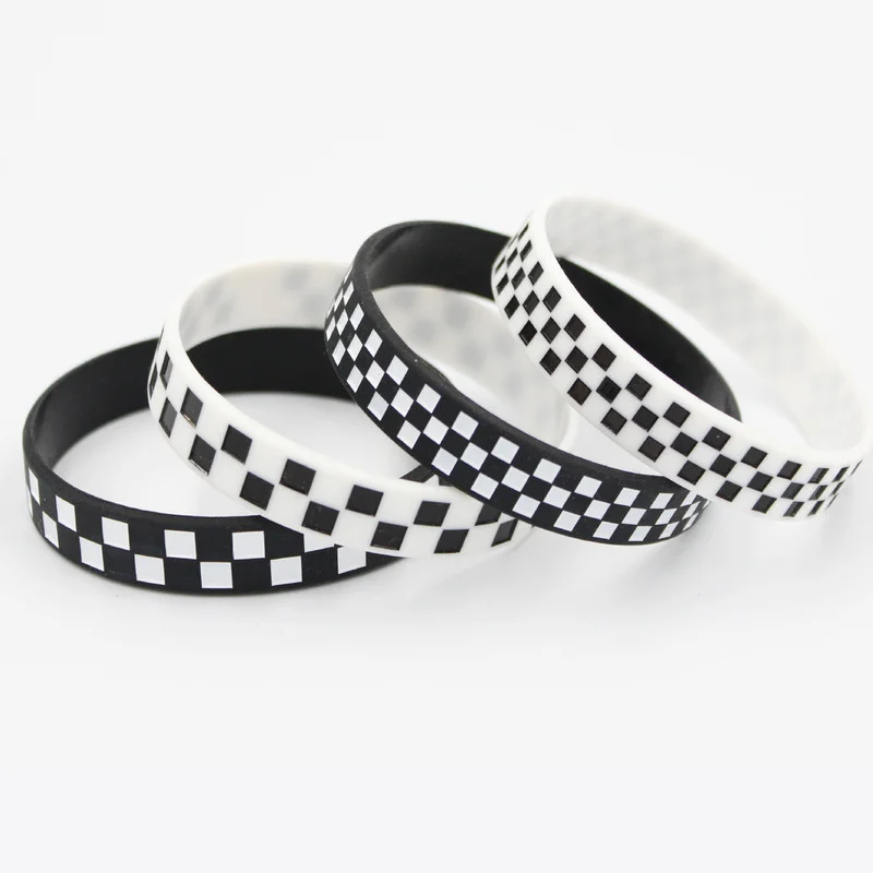 1PC-Checkered-Silicone-Wristband-Punk-Style-Unisex-Silicone-Bracelet ...