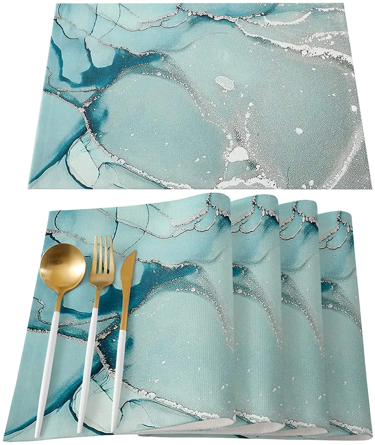 Marble Placemats Set of 4 Marble Aqua Textured Modern Table Mats ...