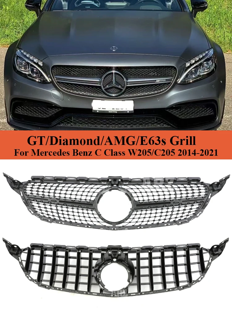 Front-Bumper-Radiator-Diamond-AMG-GT-E63S-Grille-Silver-Black-Grill-For ...