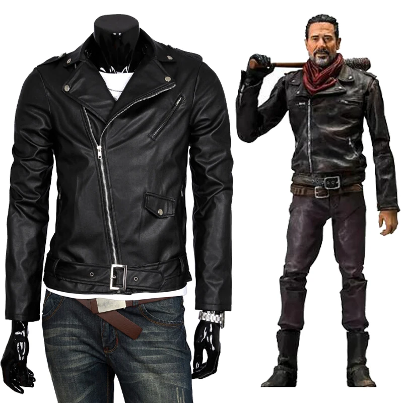 The-Walking-Dead-Negan-Jaqueta-de-couro-PU-para-homens-e-mulheres-traje ...