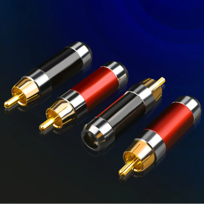 4Pcs-Black-Red-RCA-Plug-DIY-HiFi-Audio-Adapter-CD-Amplifier-Signal ...