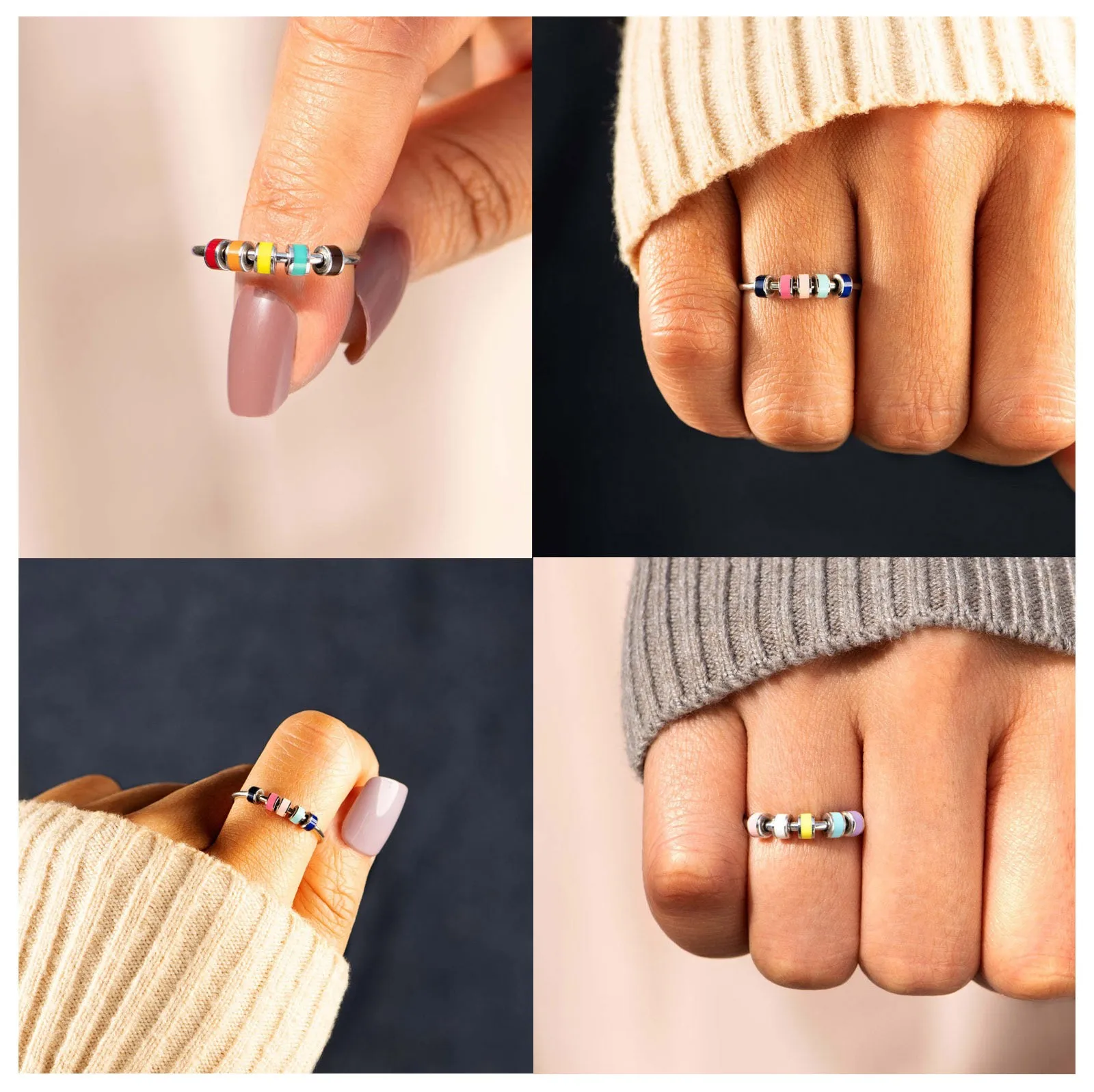 Anillos de ansiedad para mujer, anillos de alivio del esmalte para hija ...