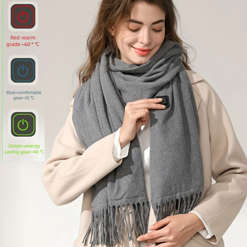 Winter Heated Scarf Electric USB Heating Scarf 3 Gears Adjustable ...