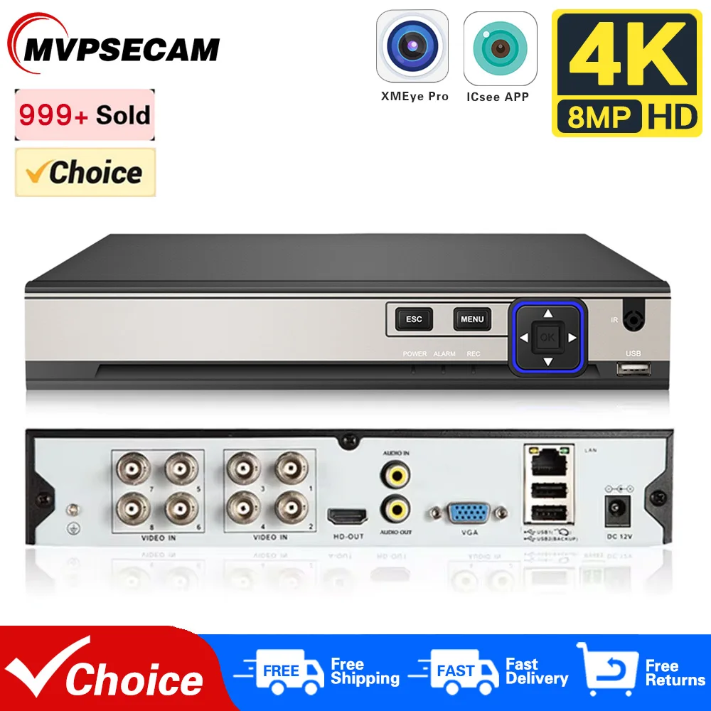 8-canales-8-0mp-H-265-DVR-Monitor-seguridad-4K-grabadora-DVR-P2P-disco ...