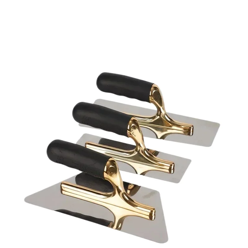 O50-Plaster-Bricklaying-Trowel-Tools-Gold-Stainless-Steel-Rubber-Handle ...