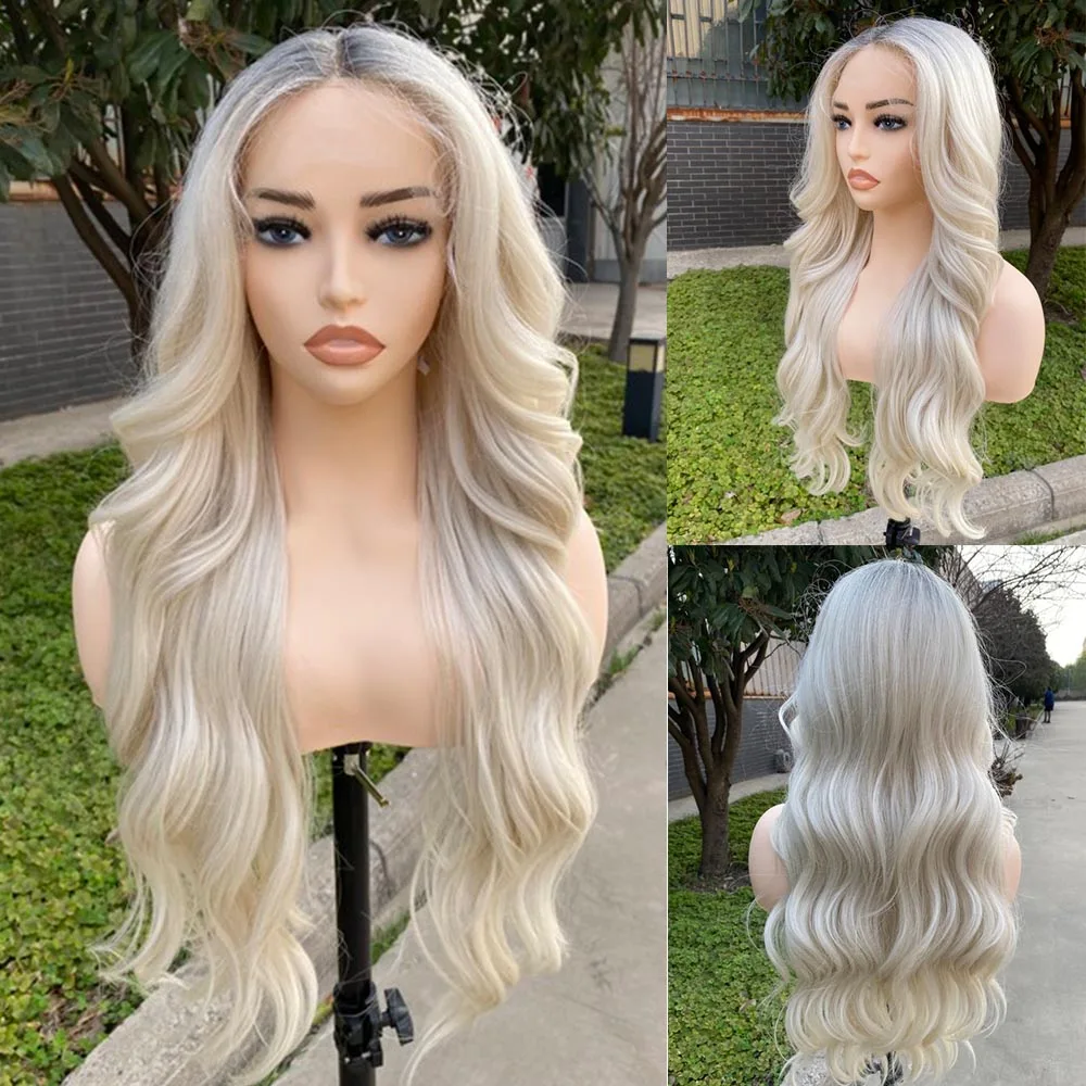 IPARTY-Perruque Lace Front Wig synthétique ondulée longue pour femme ...