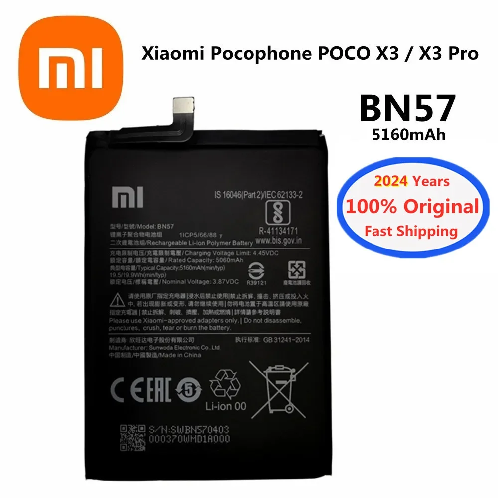 2024-Years-5160mAh-BN57-Original-Battery-For-Xiaomi-Pocophone-Poco-X3 ...