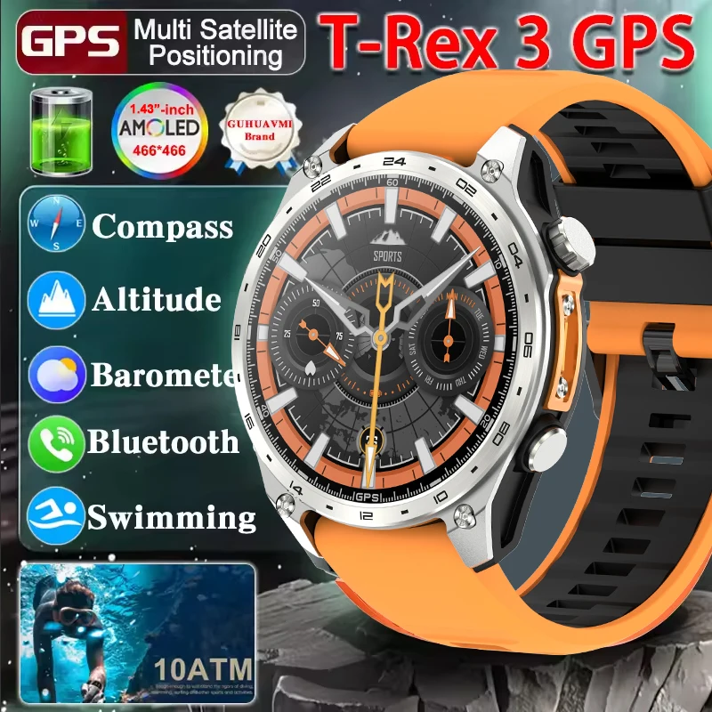2026New Outdoors Military GPS Sports Smart Watch 3ATM Waterproof Built ...
