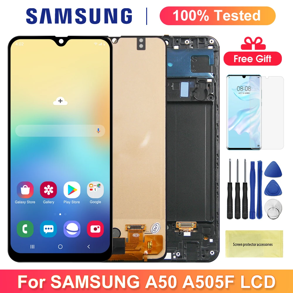 100% Tested A50 Display Screen With Frame For Samsung Galaxy A50 A505 ...