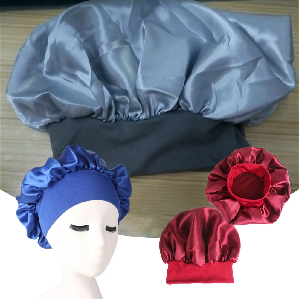 Newly-Women-s-Satin-Solid-Sleeping-Hat-Night-Sleep-Cap-Hair-Care-Bonnet ...