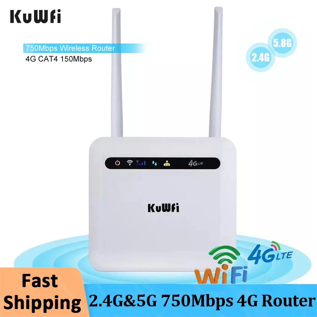 KuWFi-750Mbps-4G-LTE-Router-Dual-Band-With-SIM-Card-Slot-Router ...