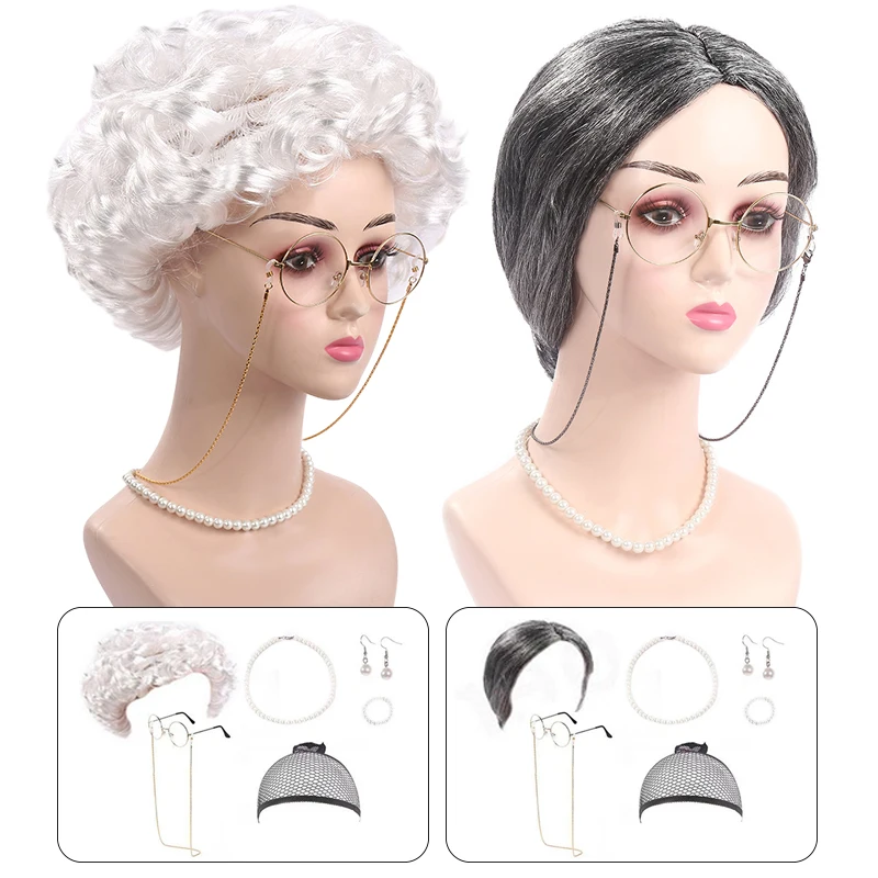 7PCS-Grandma-Old-Lady-Cosplay-Dress-Up-Set-100-Days-Of-School-Costume ...