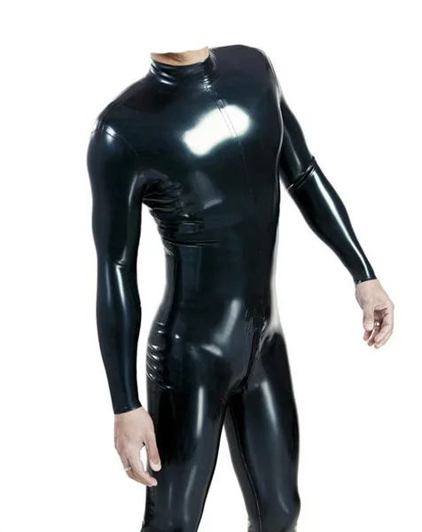 100-Latex-Gummi-Gummi-schwarz-Fitness-Catsuit-Cosplay-Bodysuit-Sport ...