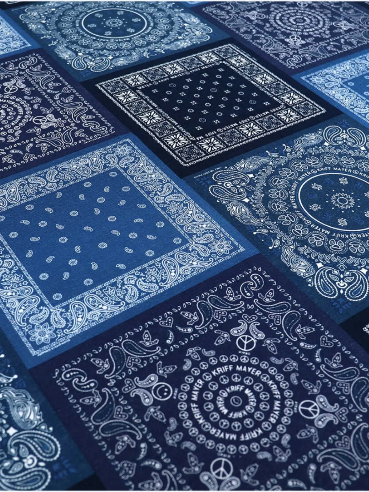 Vintage-style-pure-cotton-linen-blue-printed-fabric-handmade-clothing ...