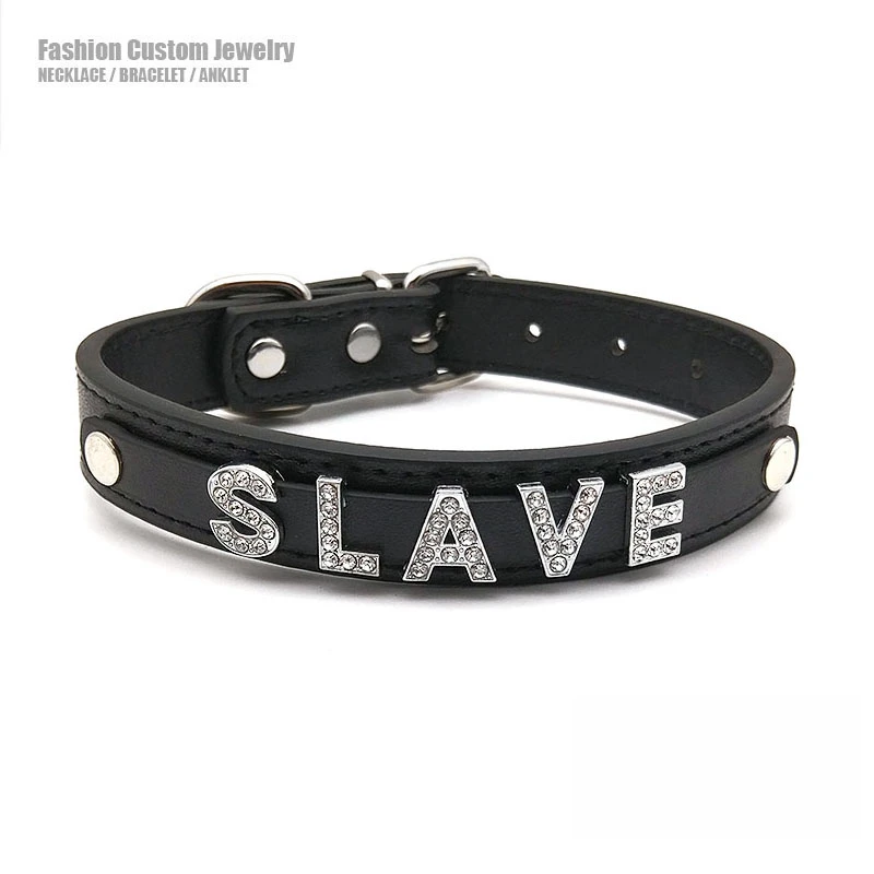 Sexy Rhinestone Letters SLAVE Choker Collar Customized Necklace Jewelry ...