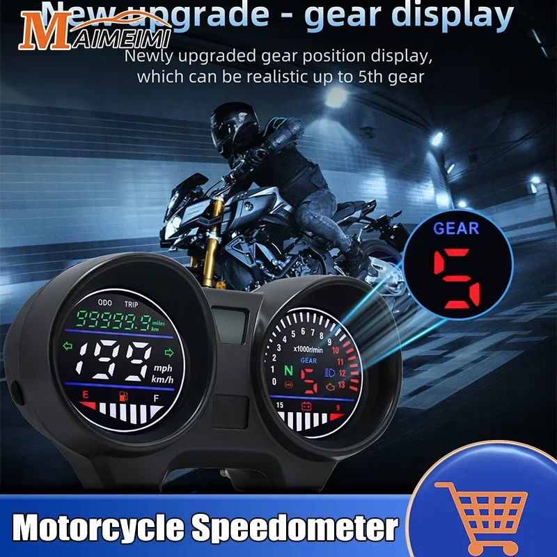 New-Motorcycle-Speedometer-Instruments-Digital-Led-Panel-RPM-Speed ...