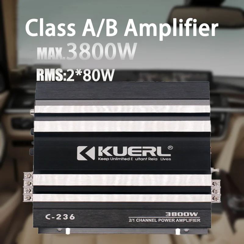C-236 Car Amplifer 2 Channel RMS 60W Black Aluminum Alloy High Power ...
