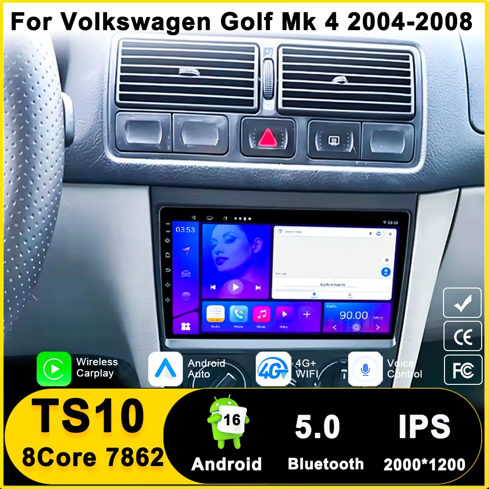 Android 16 For Volkswagen Golf Mk 4 2004-2008 Auto Radio Display ...