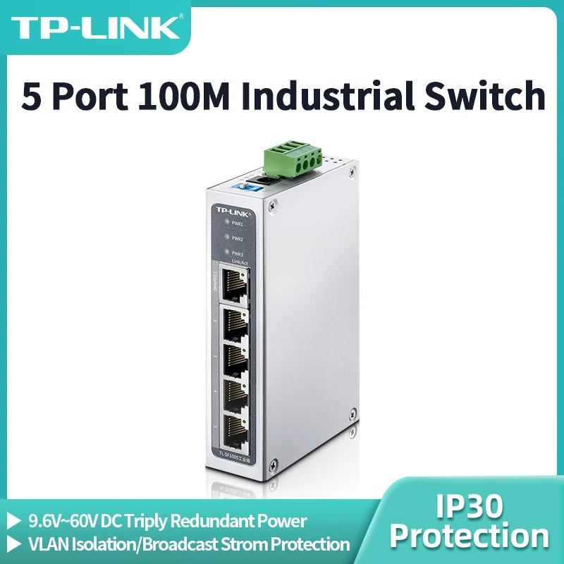 TP-Link-5-Port-100M-Industrial-Ethernet-Switch-100Base-T-DIN-Rail-Wall ...