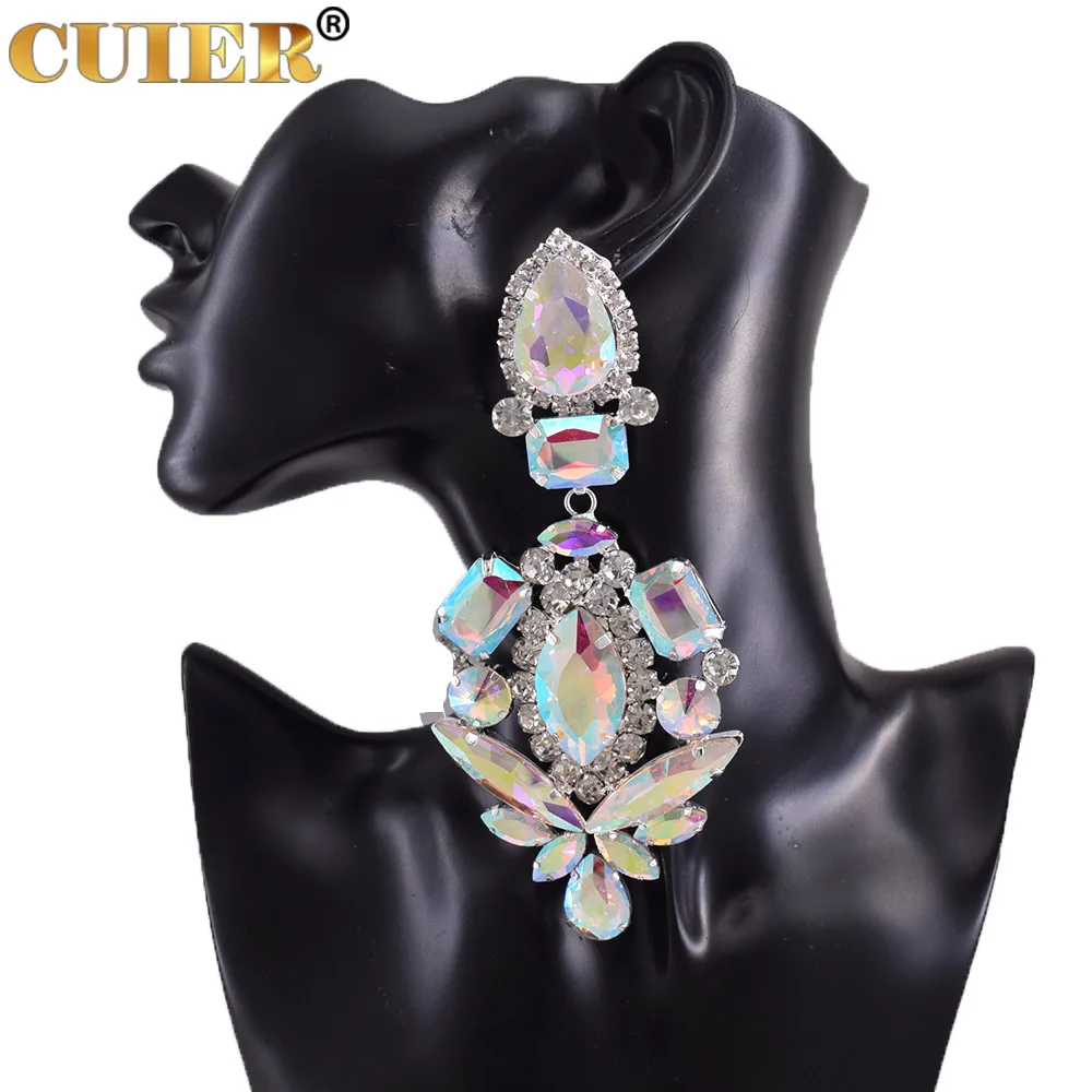 CUIER-Heavy-Glass-Strass-Crystal-Dangle-Long-Earring-for-Drag-Queen ...