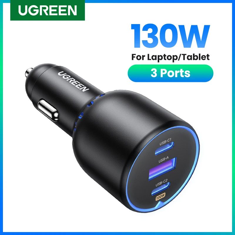 UGREEN 130W Car Charger Quick Charging PD Fast Charging USB Type C Phone Charge For iPhone 15 14 ...
