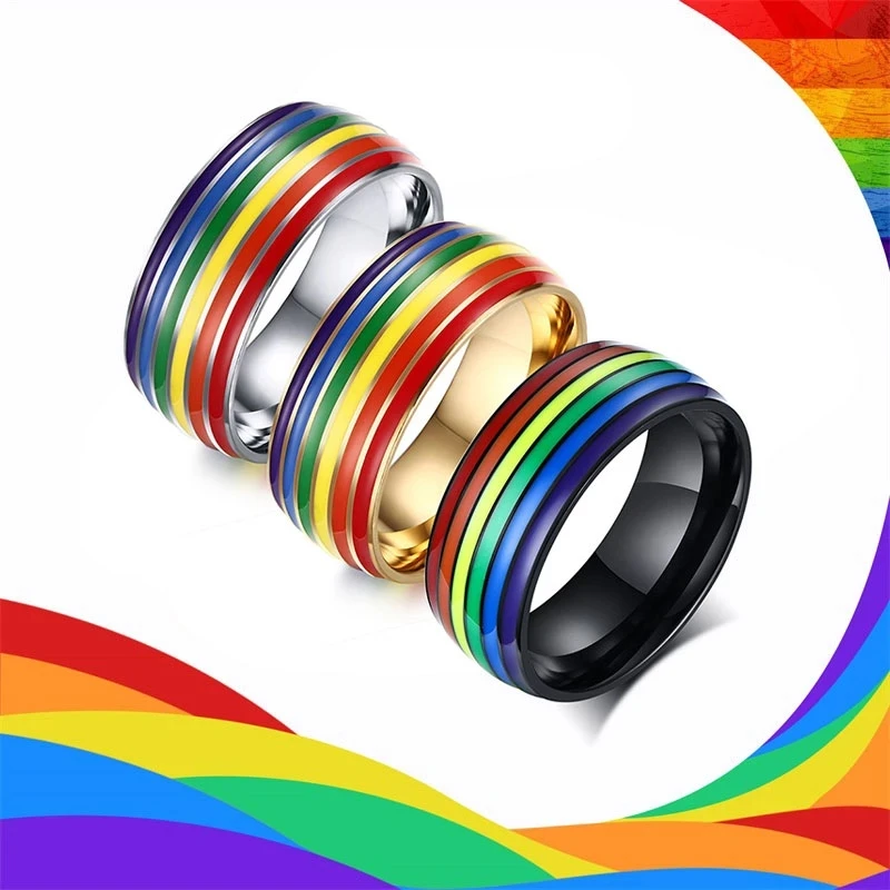 Rainbow Flag Wedding Rings