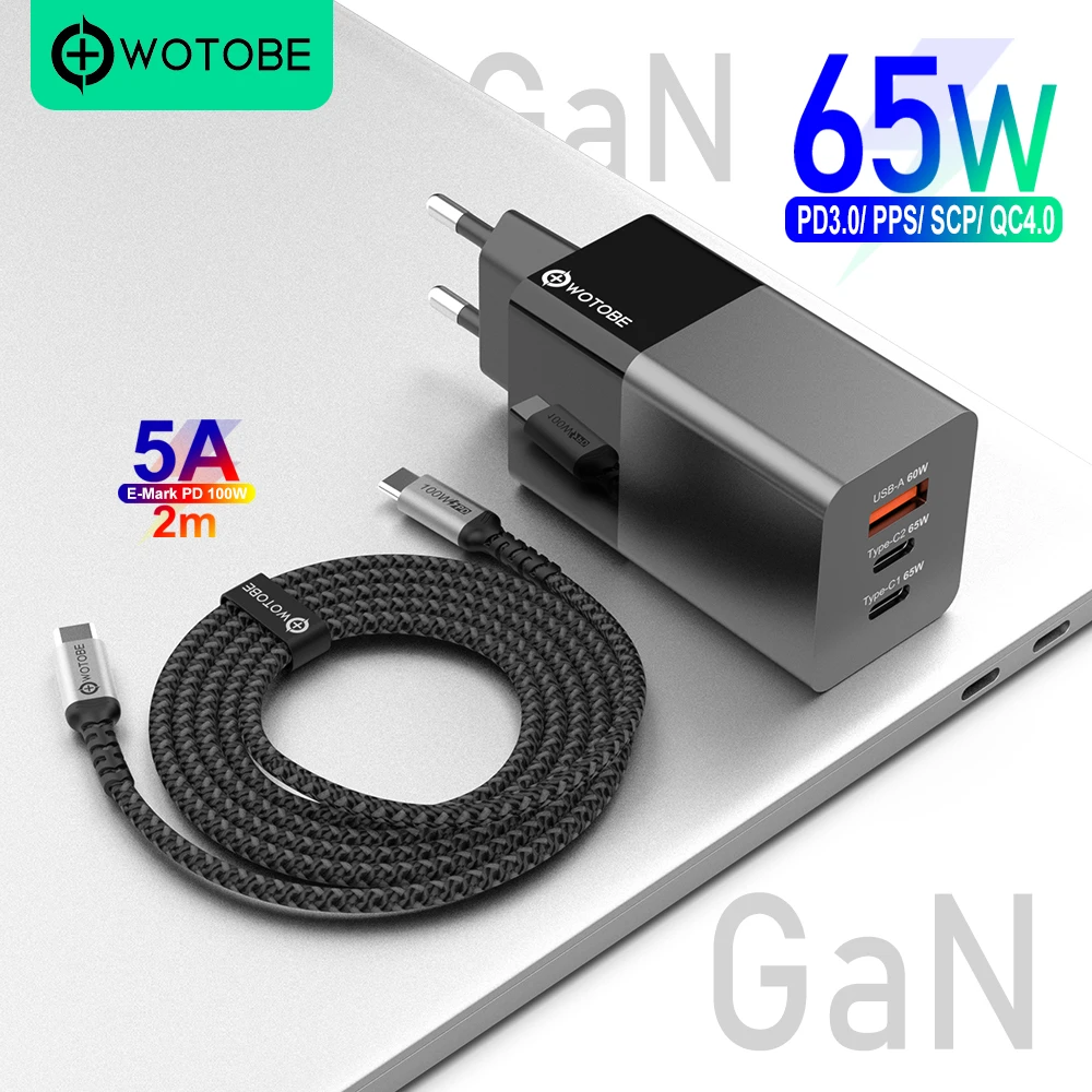 65W GaN USB-C Power Adapter, PD65W PPS 45W for Type-C Laptops MacBook ...