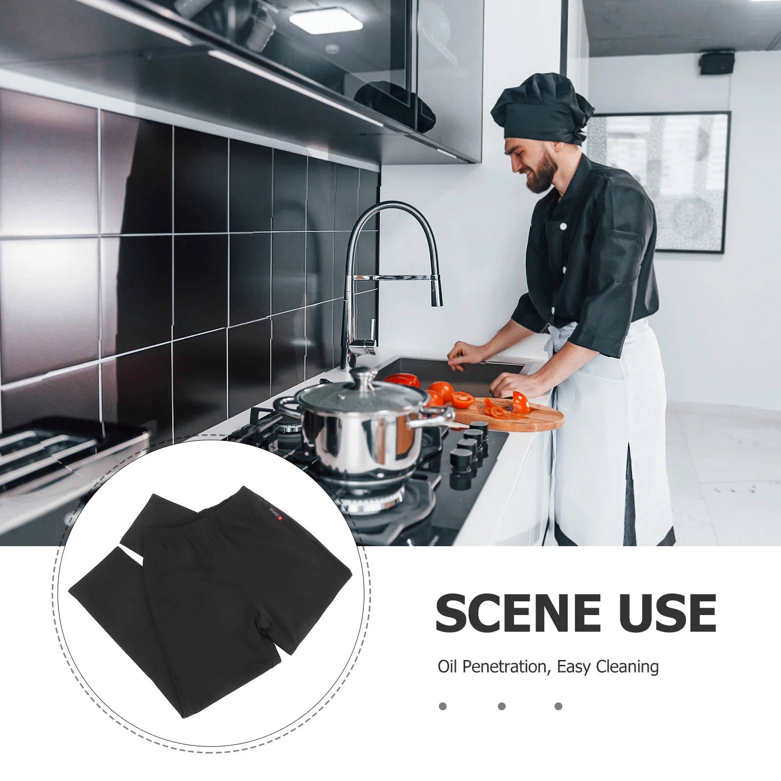 Black Breathable Chef For Men Cotton Kitchen Work Uniform Loose Fit ...