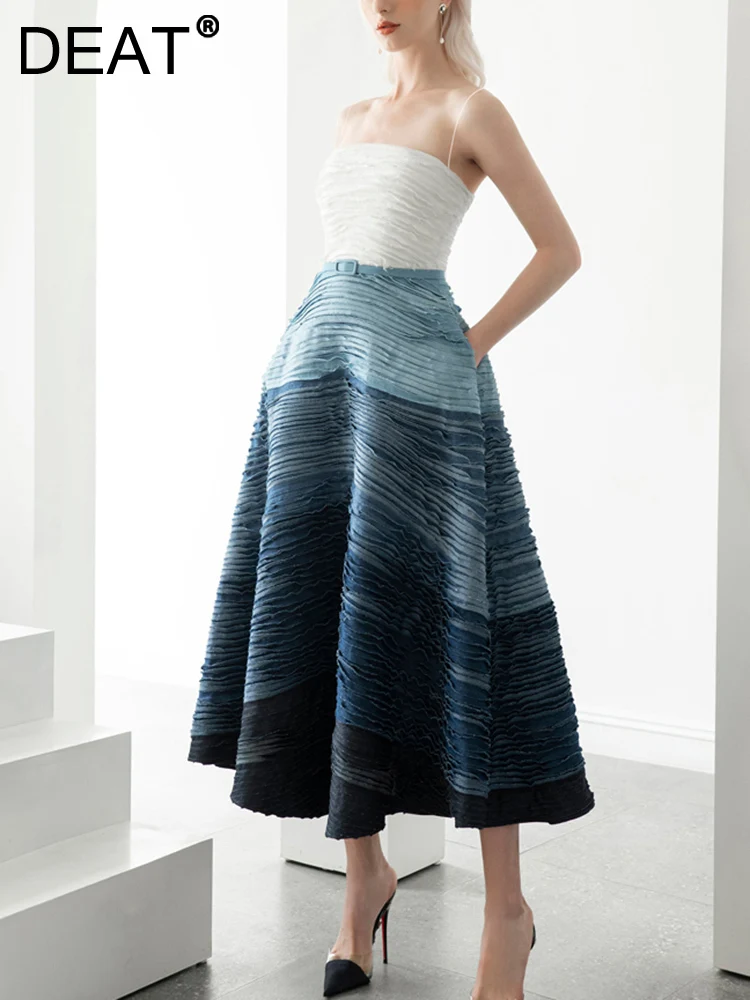 DEAT-Fashion-Strapless-Contrast-Color-Party-Dress-Design-Zipper ...