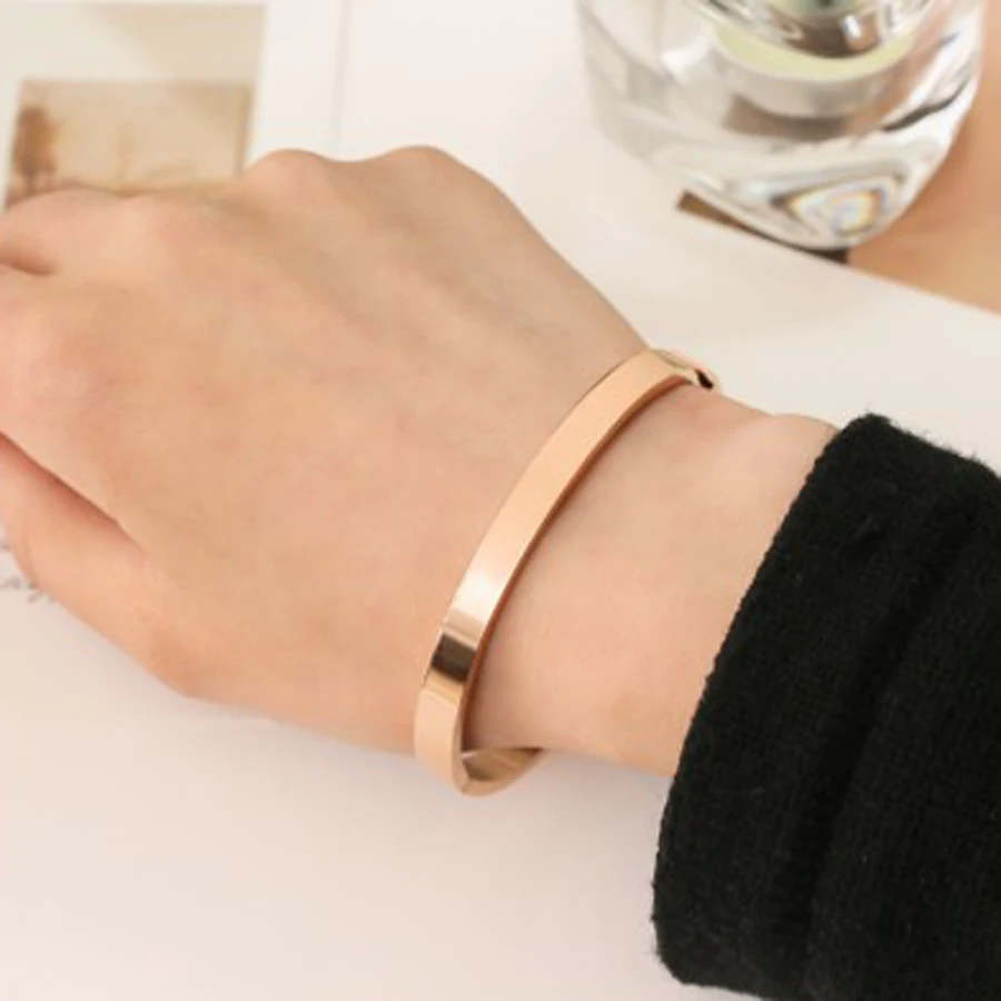 1PC-60mm-Luxury-Women-Hand-Smooth-Bangle-Silver-Gold-Plated-Premium ...