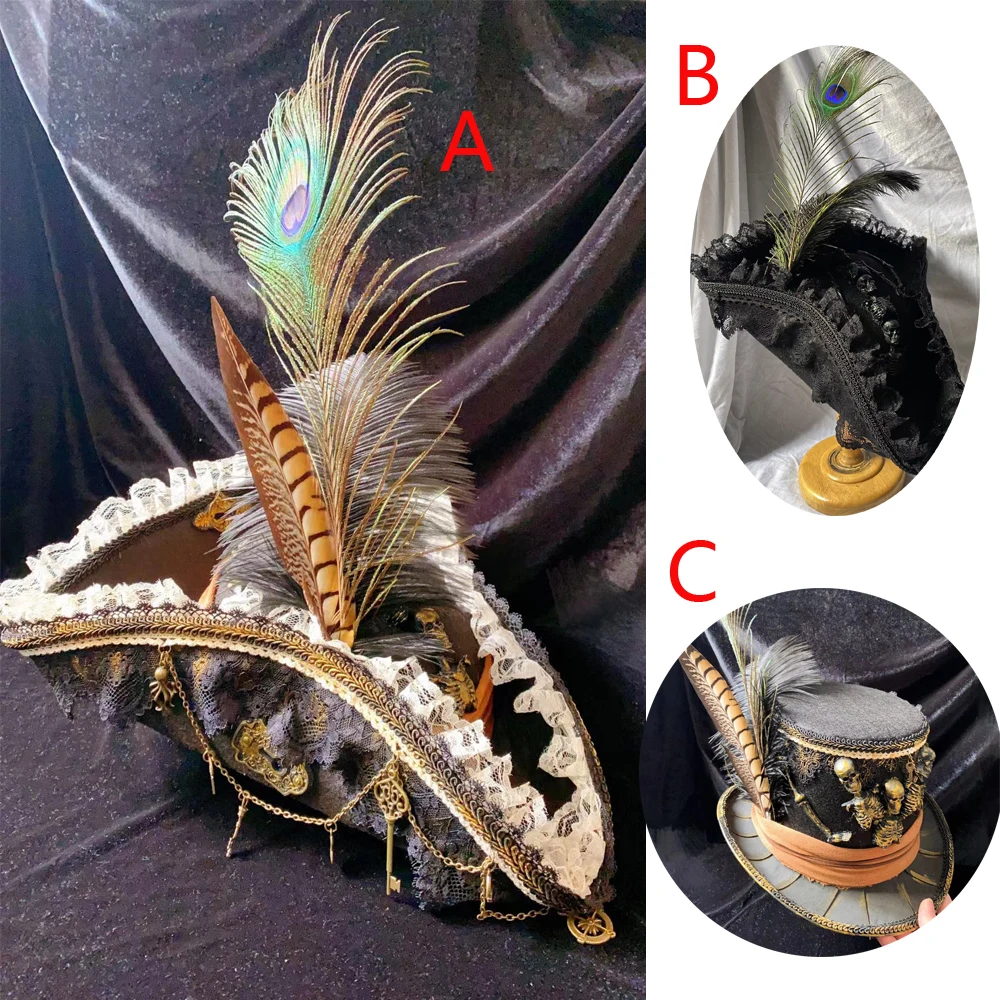 New-Pirate-Hat-Vintage-Skull-Triangle-Hat-Halloween-CosPlay-Pirate ...