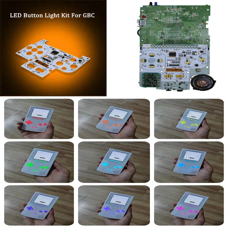 Kit de luz de botón LED para GameBoy, tablero de cinta de luz LED de ...