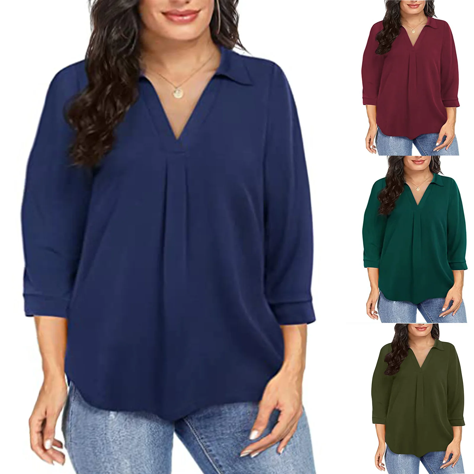 Women-s-1XL-5XL-Plus-Size-Chiffon-women-s-pullover-oversized-loose-V ...