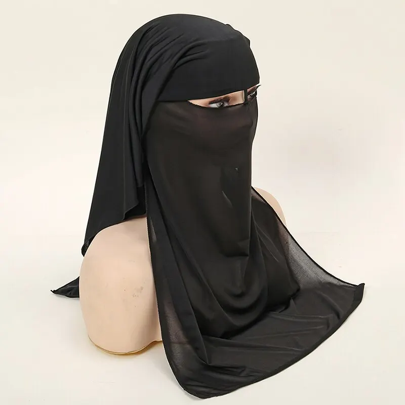 Black-Niqab-Face-Veil-Cover-For-Women-Muslim-Hijab-3-Layer-Prayer ...