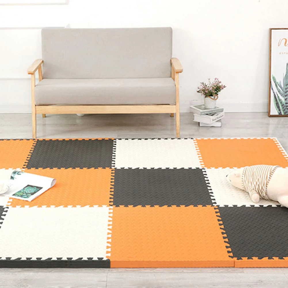 Puzzle Exercise Mats Plastic DIY Floor Mats Washable Shock Absorption ...