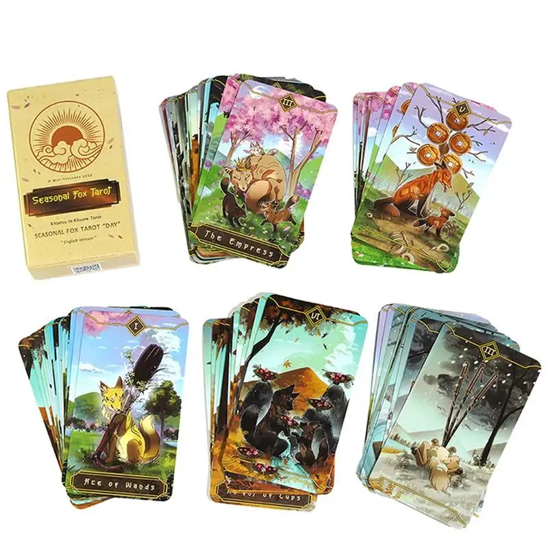 Fortune-Telling-Tarot-Cards-Seasonal-Fox-Tarot-Game-Cards-78pcs ...
