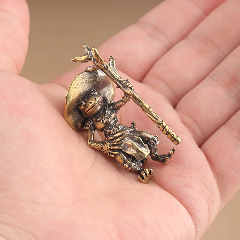 1PC Vintage Brass Frog Wizard Statue Desktop Ornament Metal Cute ...