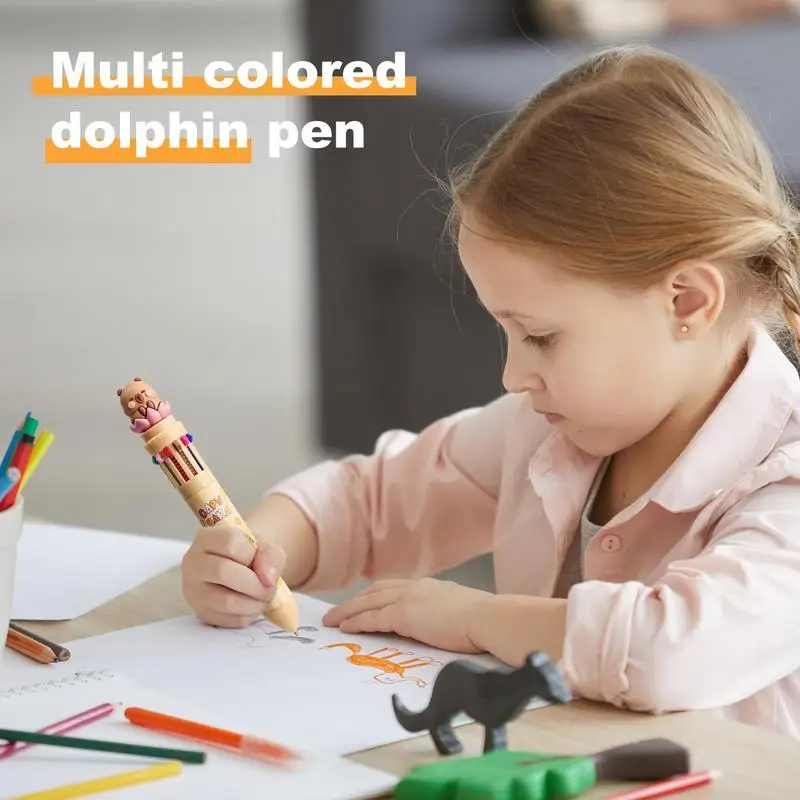 Multicolor Pen Retractable Fine Point Capybara Cute 12-in-1 Colored Ink ...