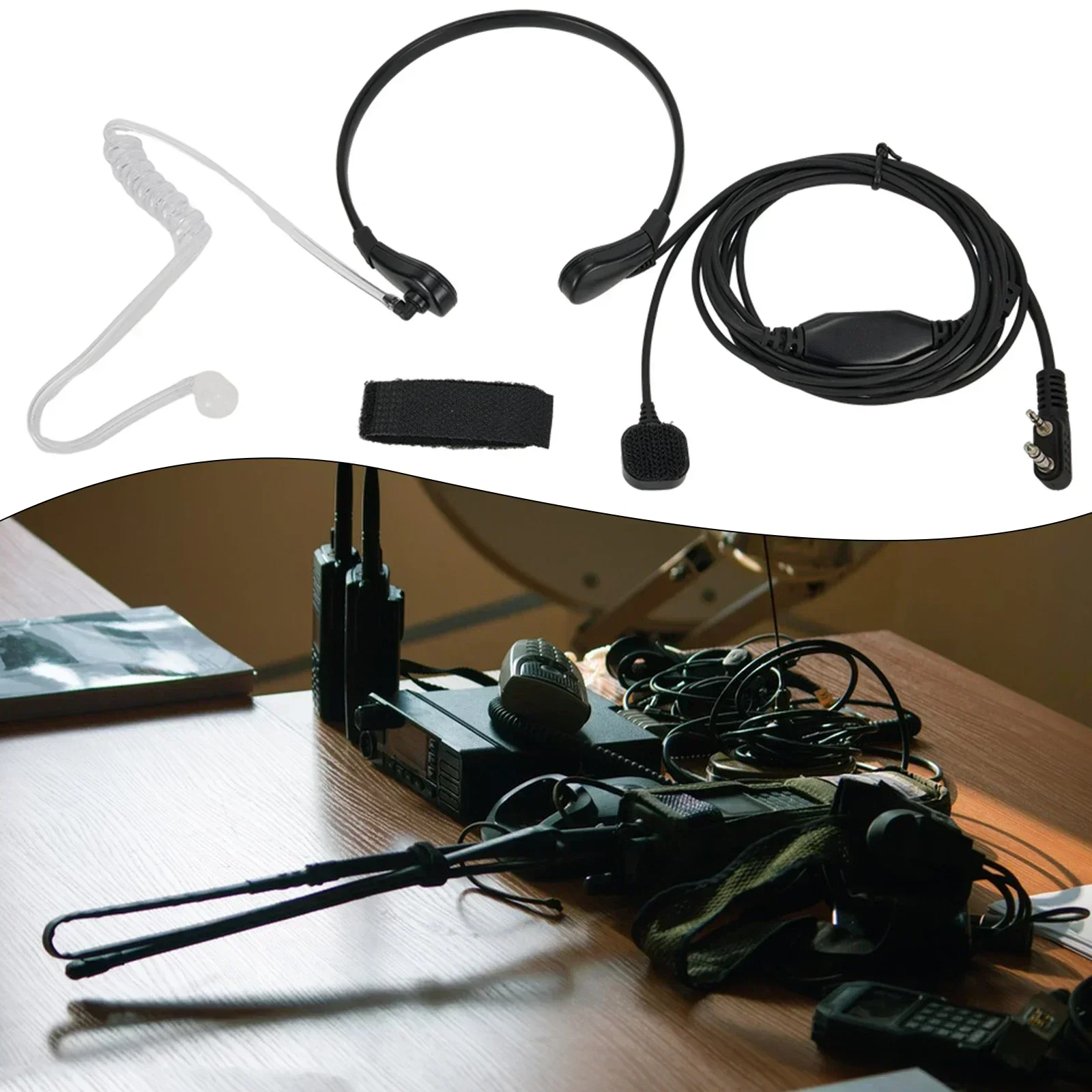UV5R 888s Wireless Radio Throat Microphone Earphones Throat Mic ...